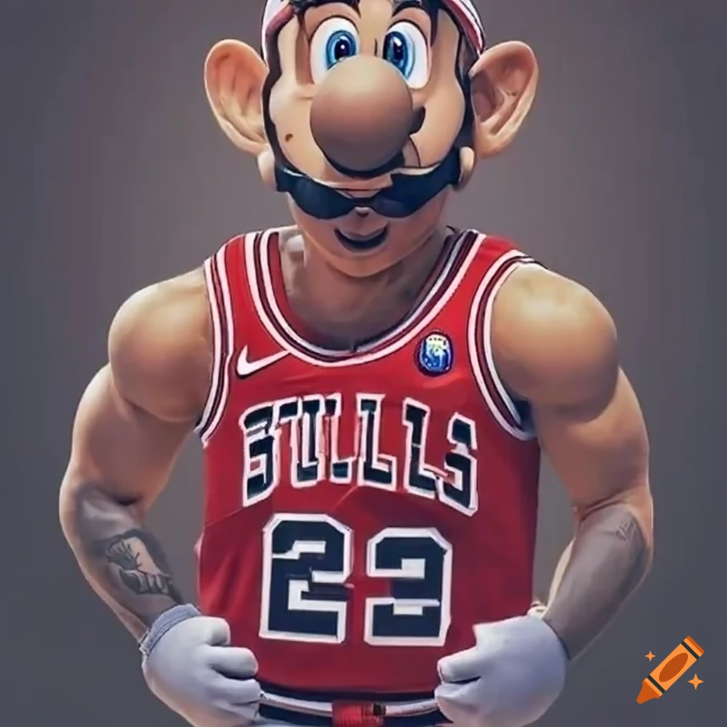 Super mario in a chicago bulls jersey