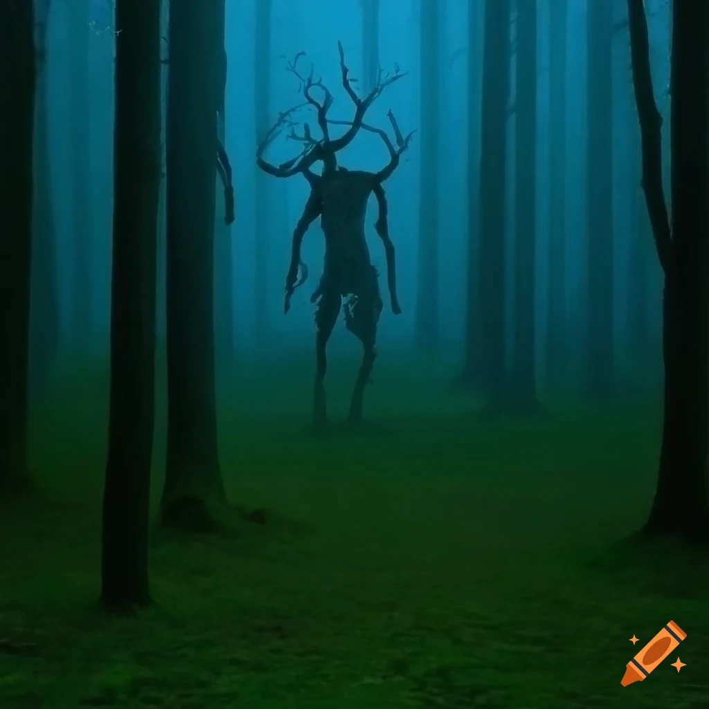 Image of leshy, a slavic forest god in a foggy forest