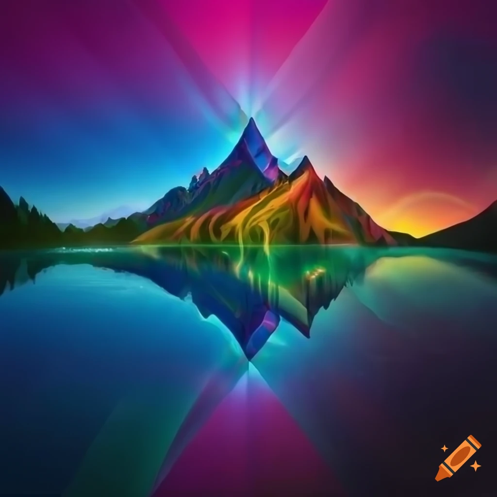 Colorful quantum landscape with mountains and forests
