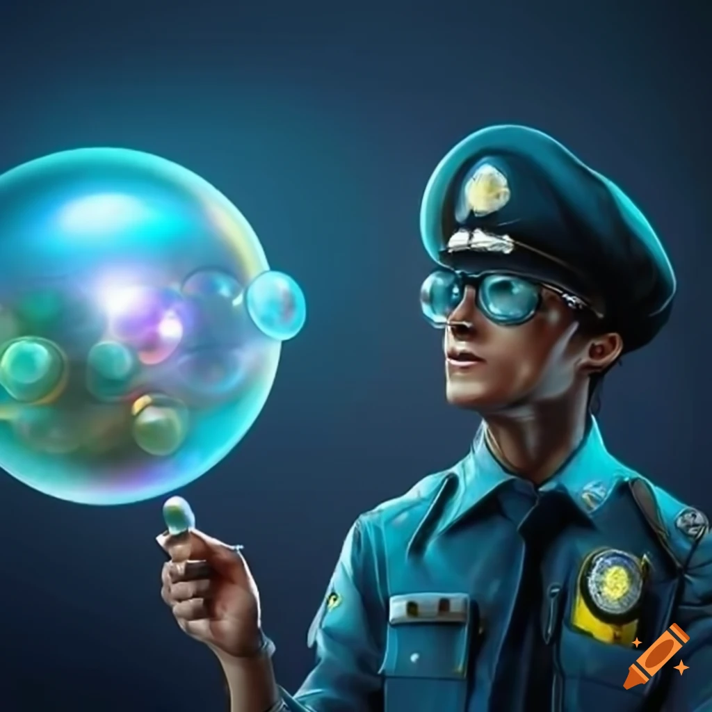 Surreal illustration of bubble police on Craiyon