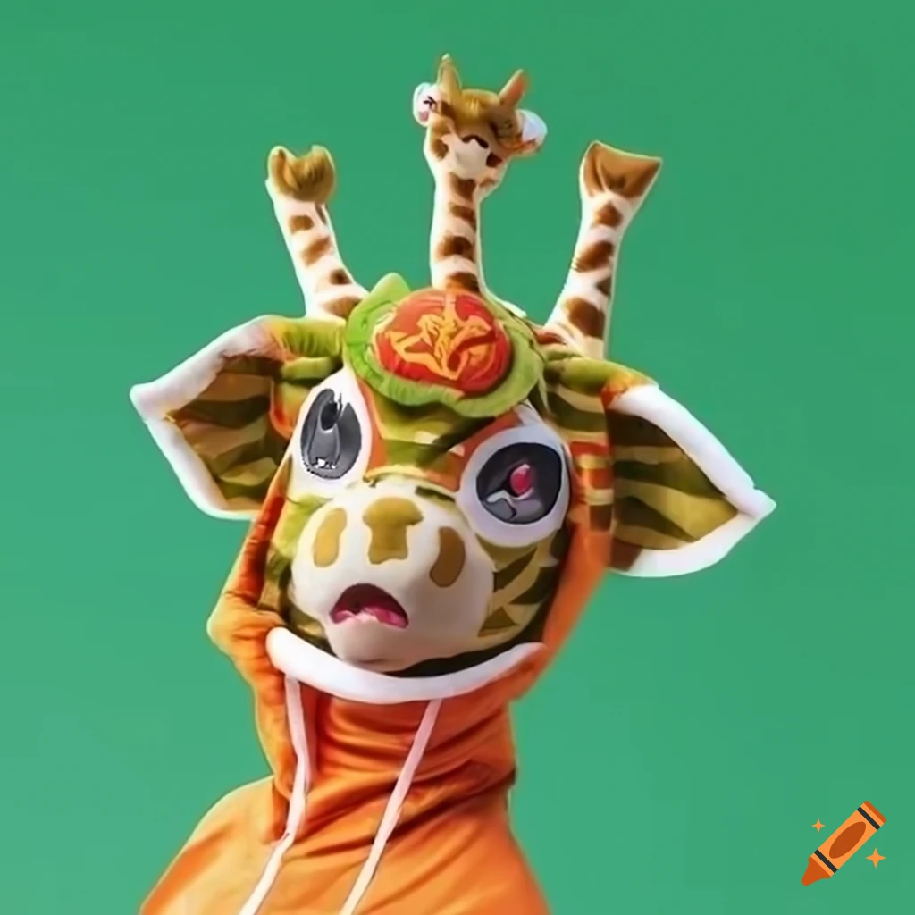 Giraffe in dragon kigurumi pajamas