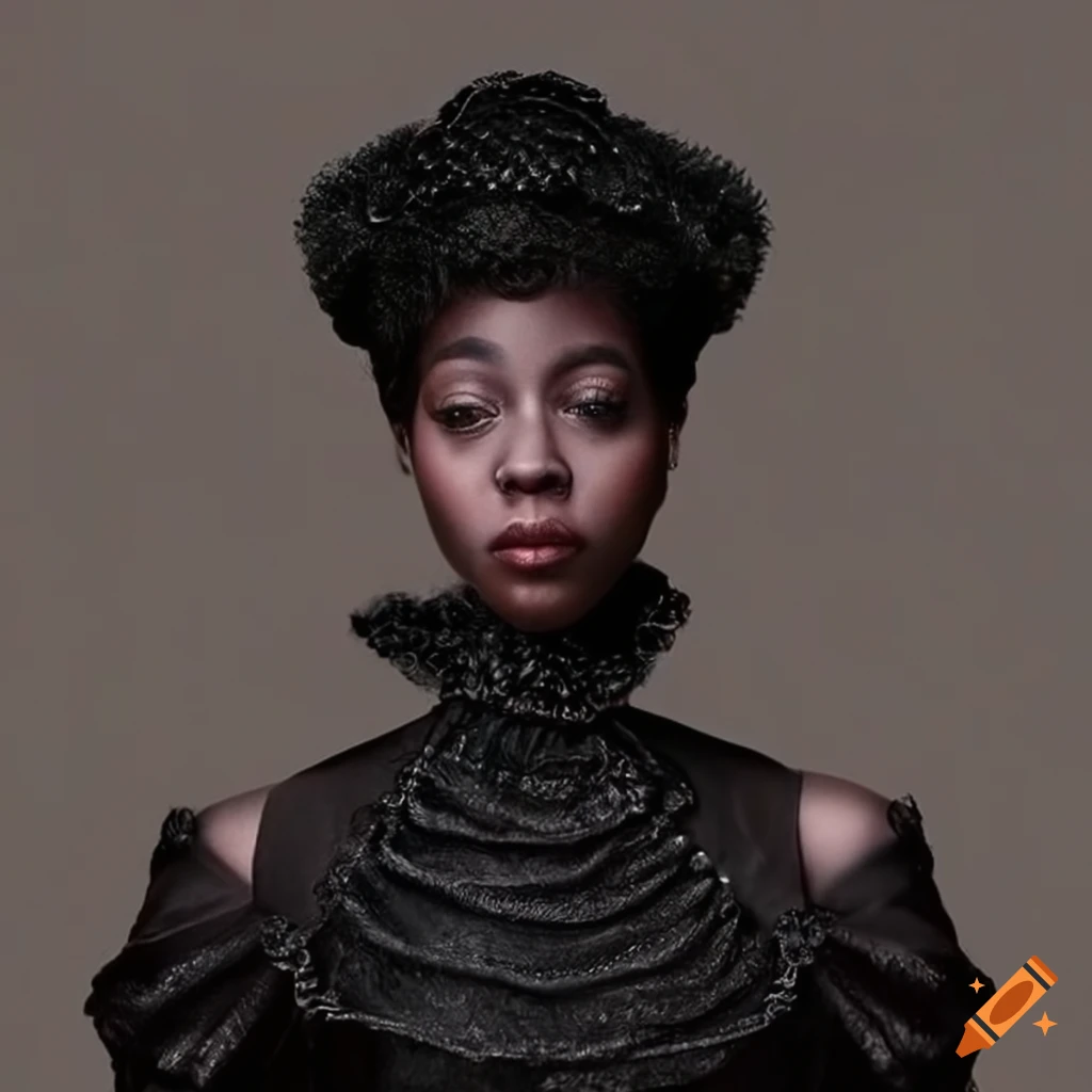 Elegant black victorian woman with short hair