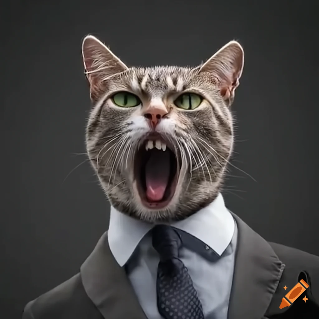Image of a crabby cat as prime minister on Craiyon