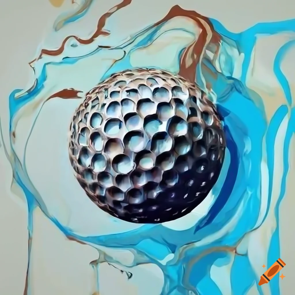 Abstract 3D vector art of a mechanical golf ball on Craiyon