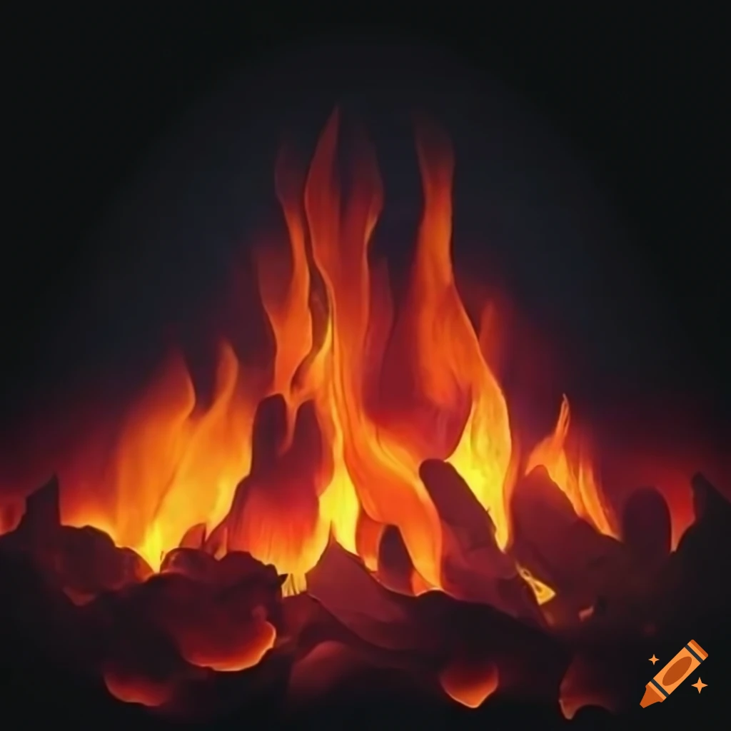 Close-up of glowing embers on Craiyon