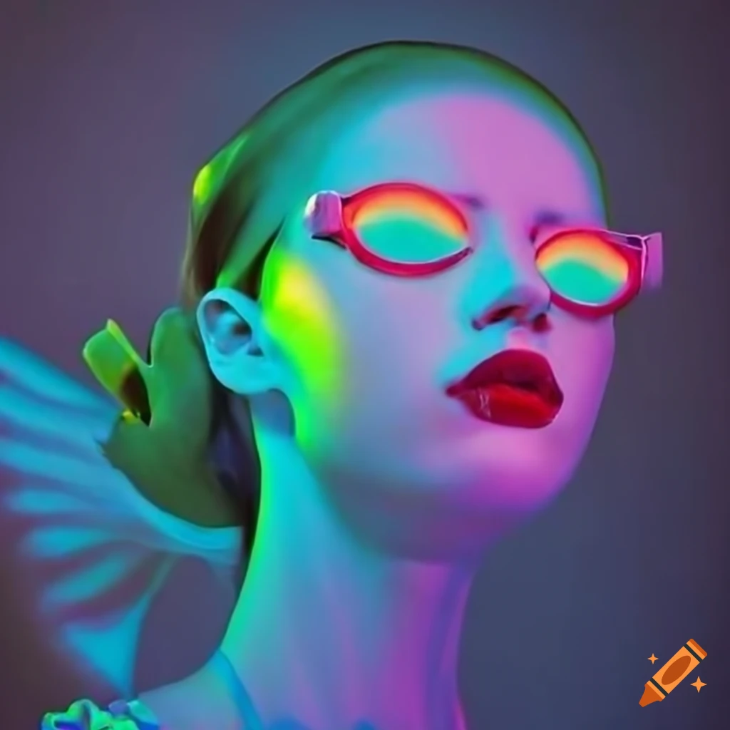 Oil painting of a vogue model in colorful silk clothes