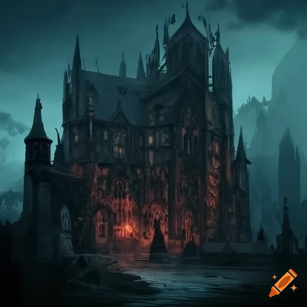 Gothic fantasy landscape on Craiyon