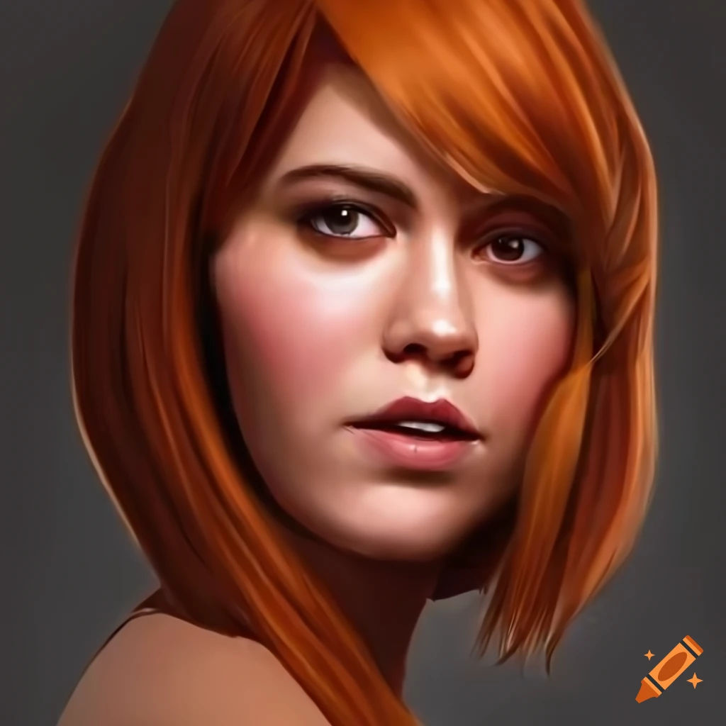Hyper-realistic portrait of Mary Elizabeth Winstead with orange hair on ...