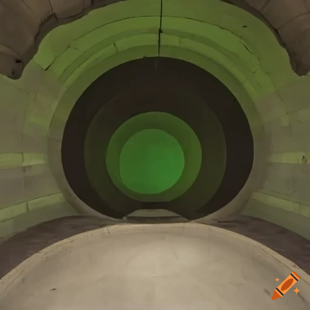 Interior design of a cylindrical room with bridges over a pit on Craiyon