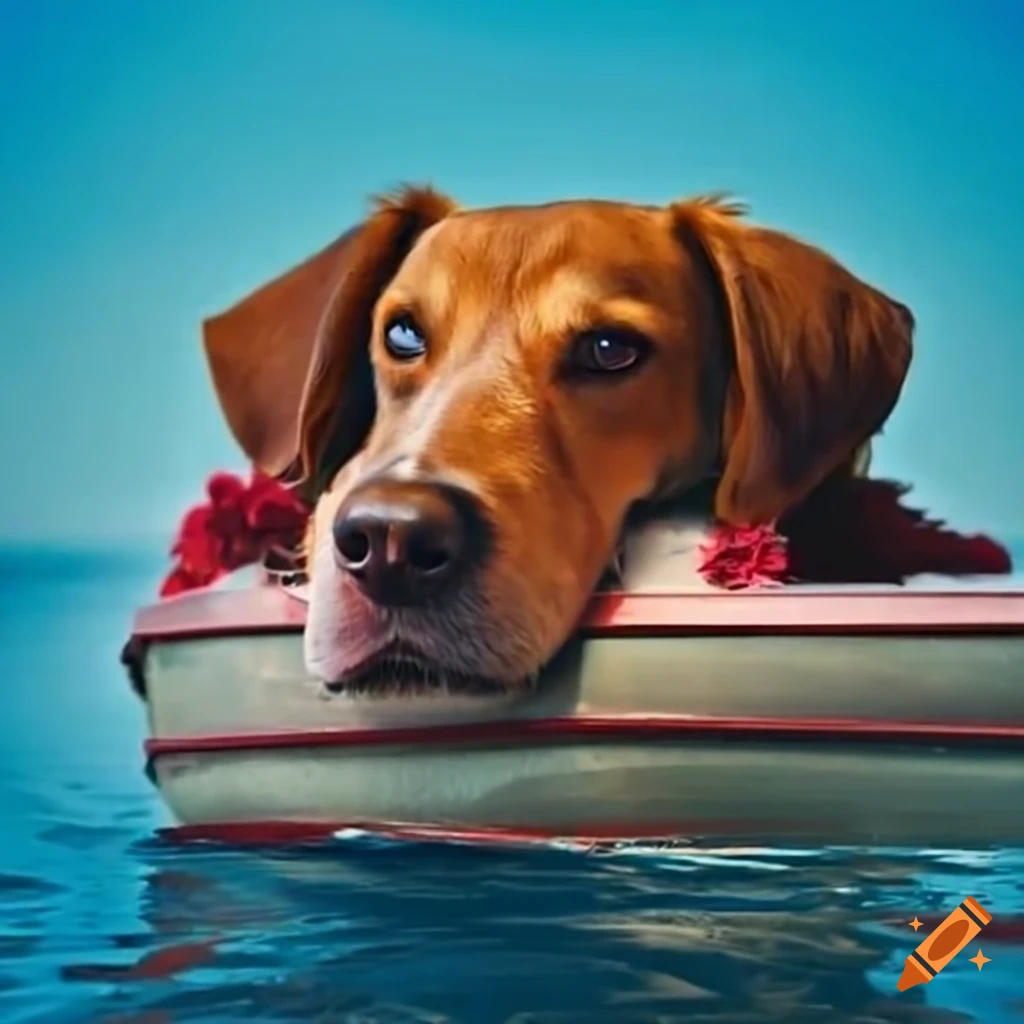Dog enjoying a boat ride in germany