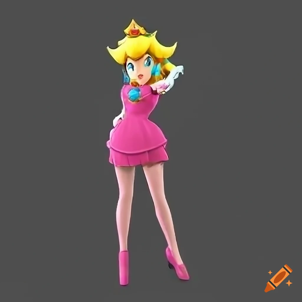 Link trying on princess peach's high heels