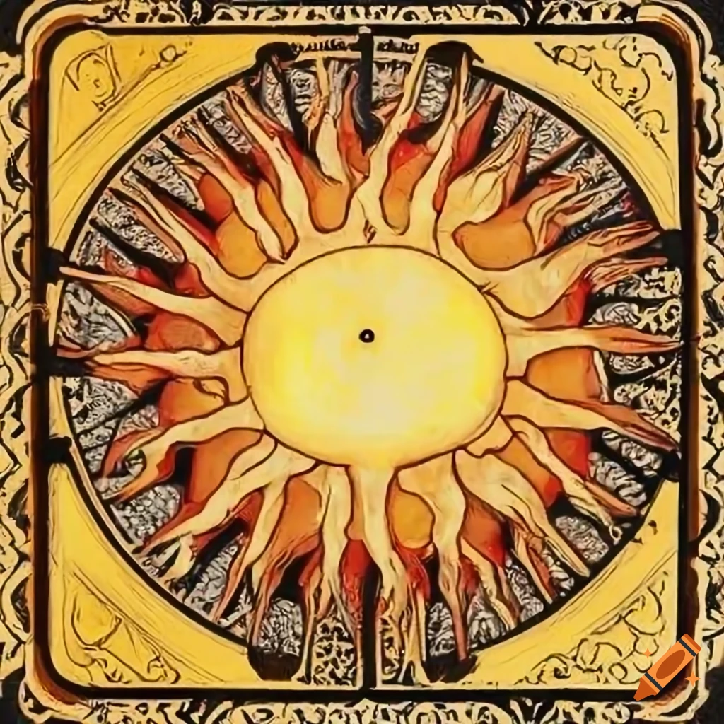 High-resolution illustration of 'the sun' tarot card on Craiyon