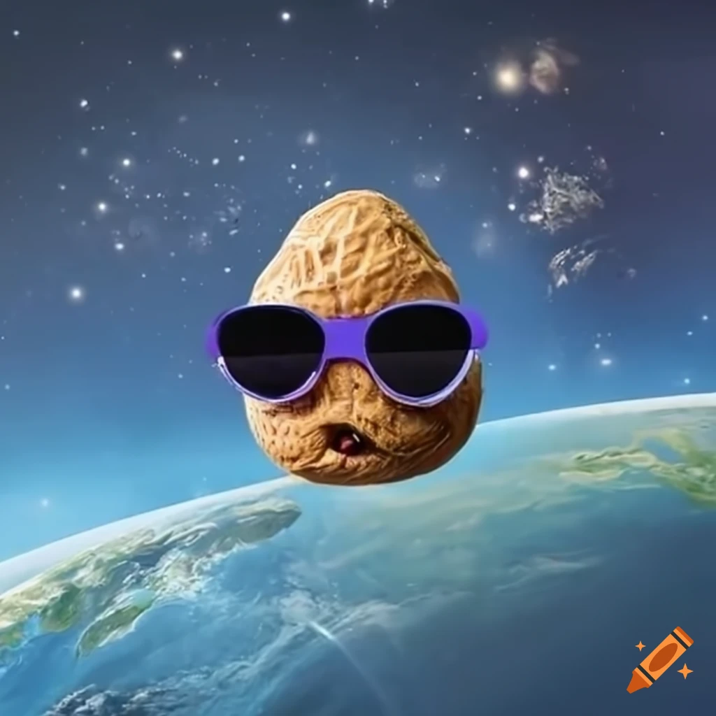 Satirical image of a giant space peanut biting Earth on Craiyon