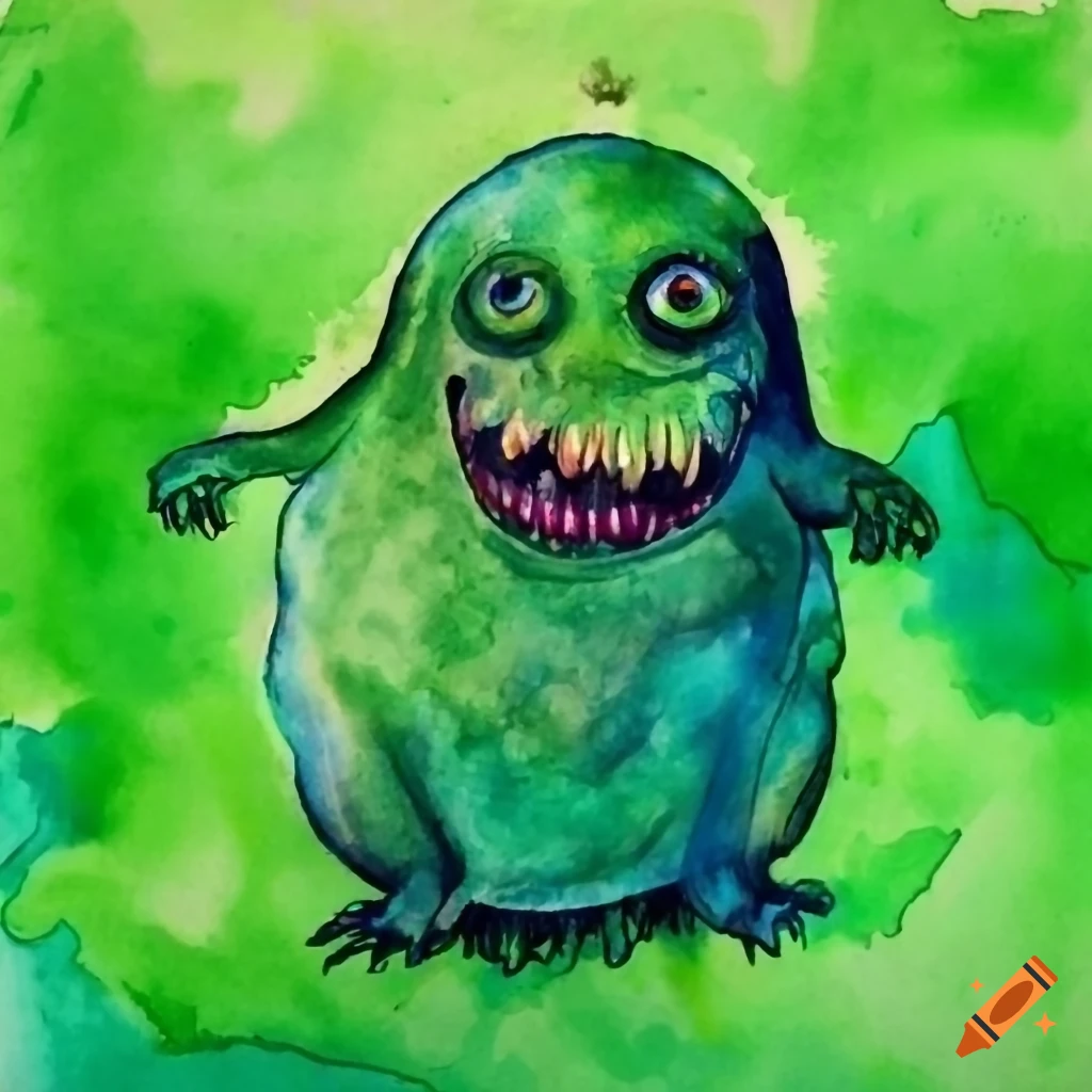 Cartoon depiction of a green monster