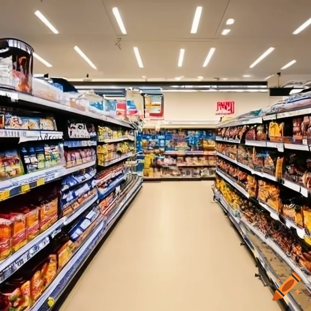 Stunning interior photo of an Aldi supermarket on Craiyon