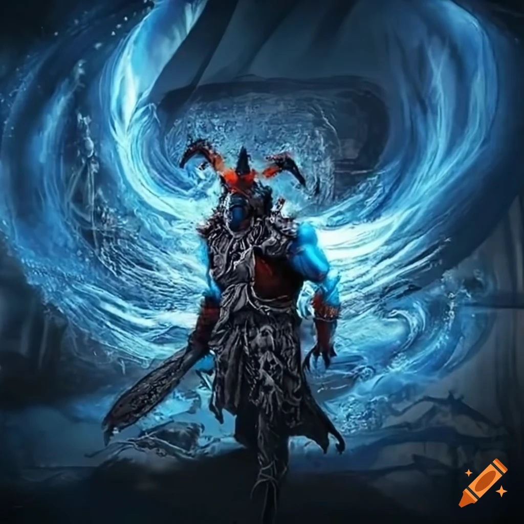 Ice shaman in a star-lit field on Craiyon