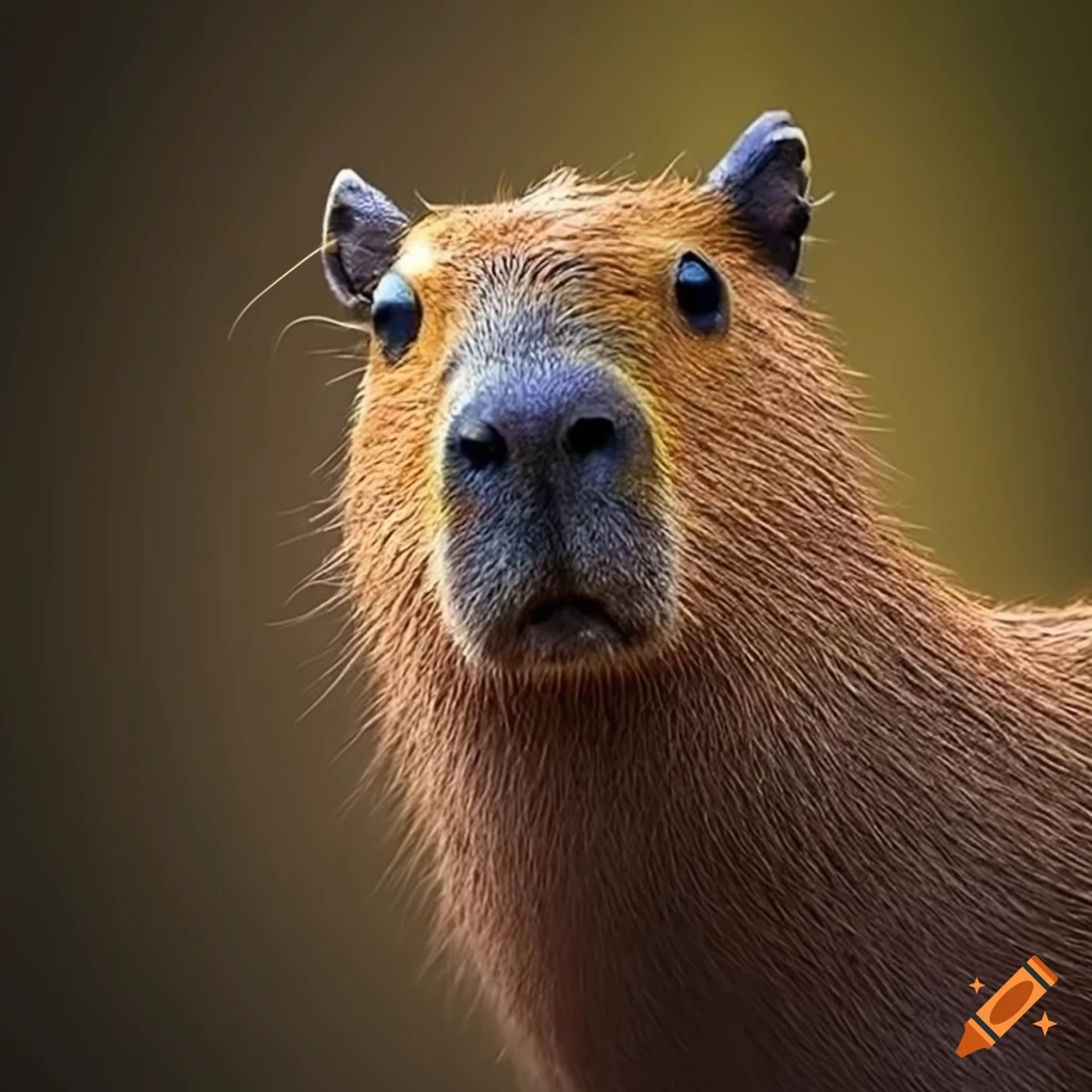 Cute image of a dripping wet capybara on Craiyon