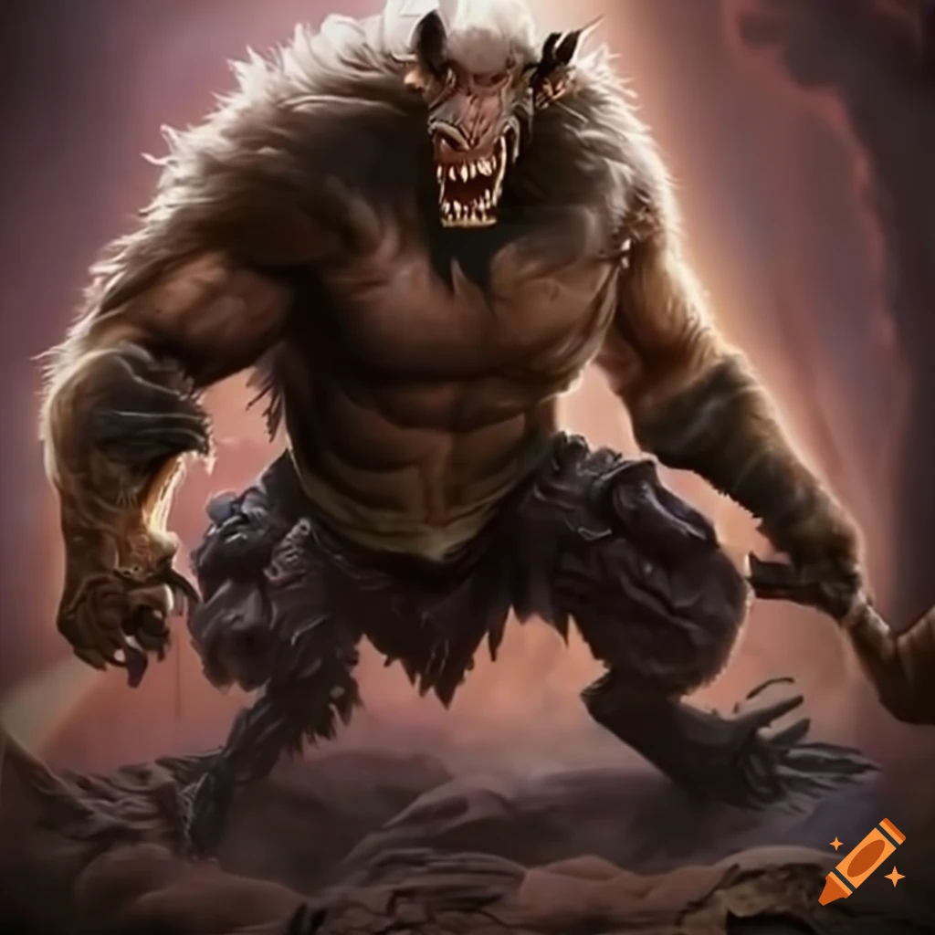 Digital artwork of a beast man on Craiyon