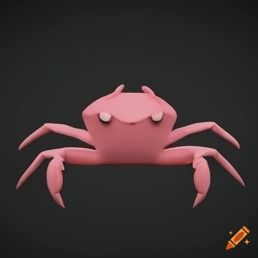 Low-poly pink crab 3D render on Craiyon