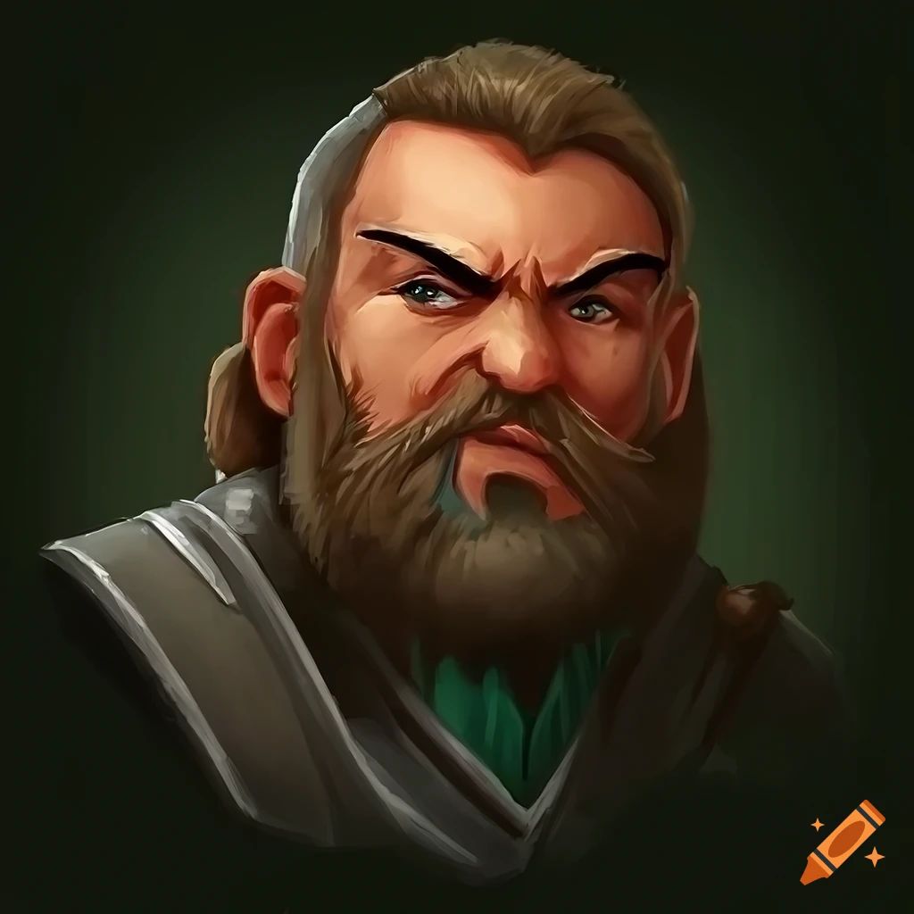 Portrait of a young stubborn dwarf knight