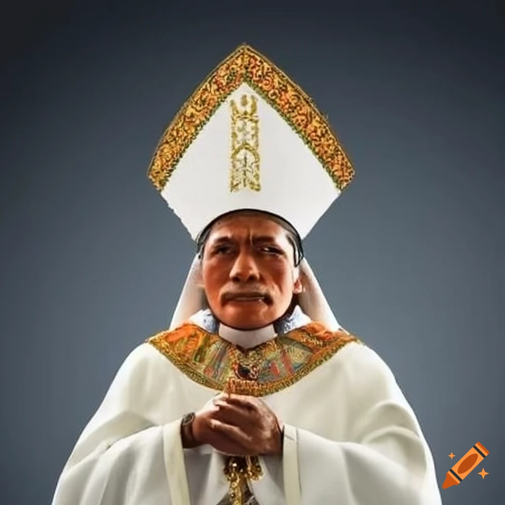 Peruvian high priests in white attire on Craiyon