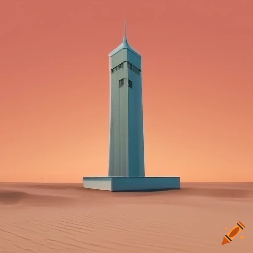Surreal tall grey tower with a flat roof on Craiyon