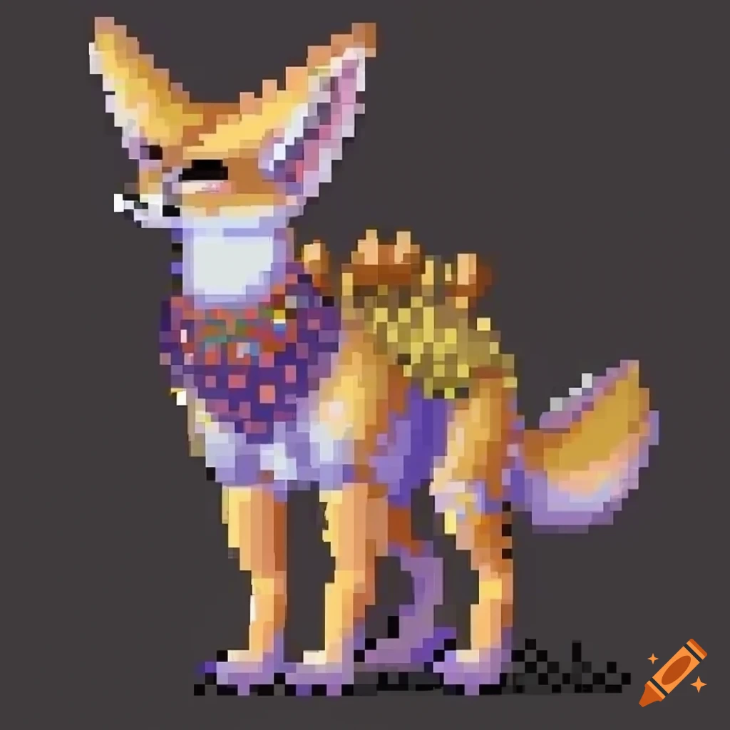 Pixel art of a fennec furry in fantasy attire