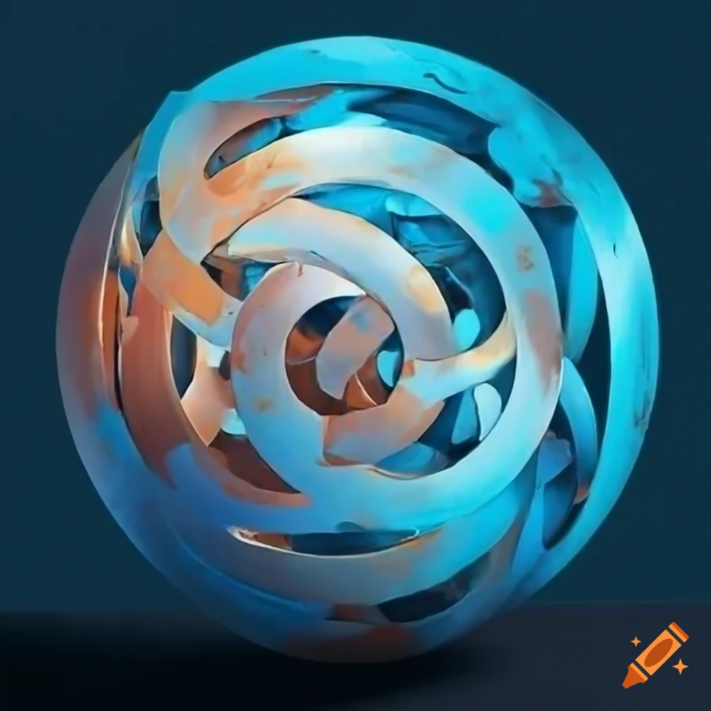 Concept art of a 3d mechanical ball made of sea waves on Craiyon