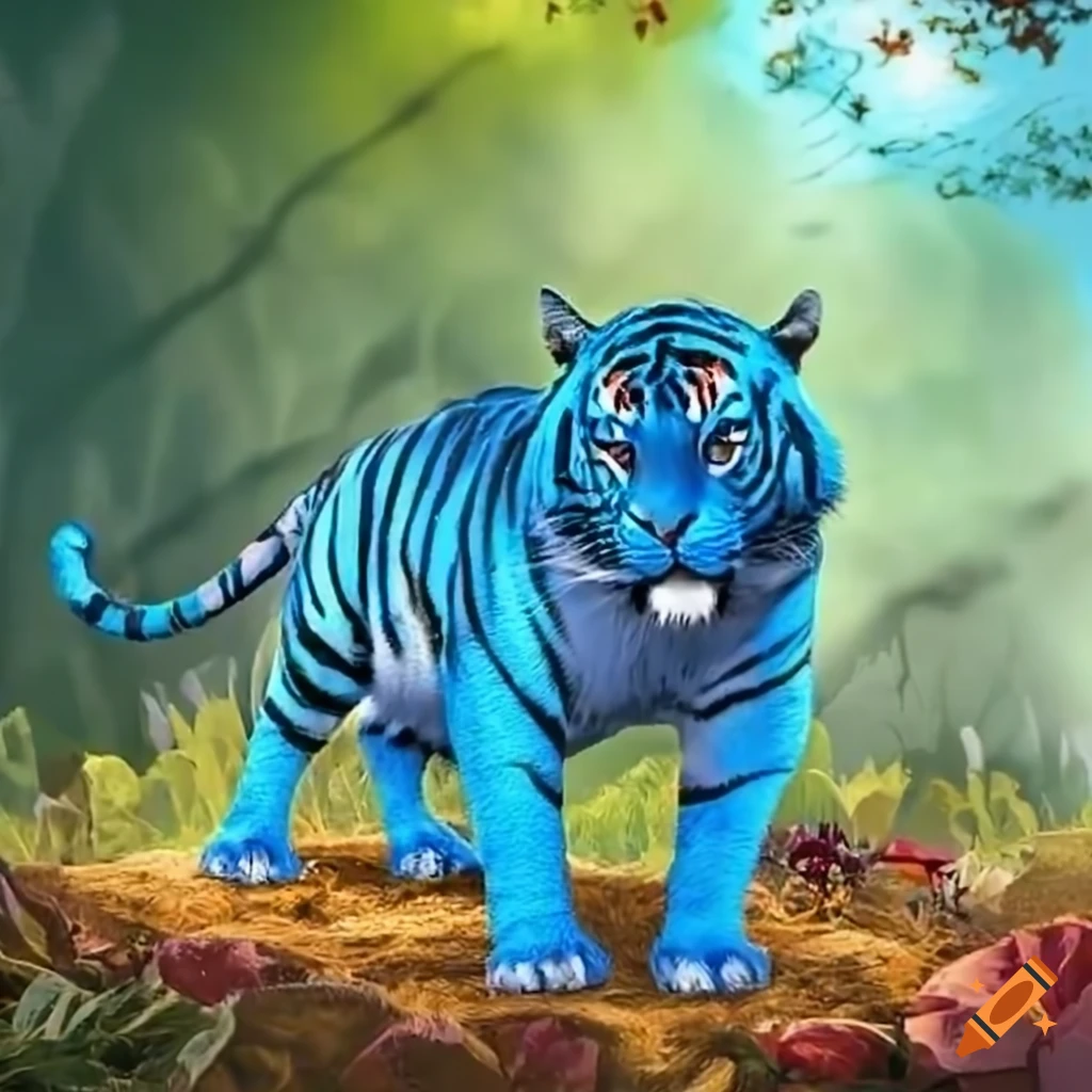 Blue tiger basking in the sunlight on Craiyon