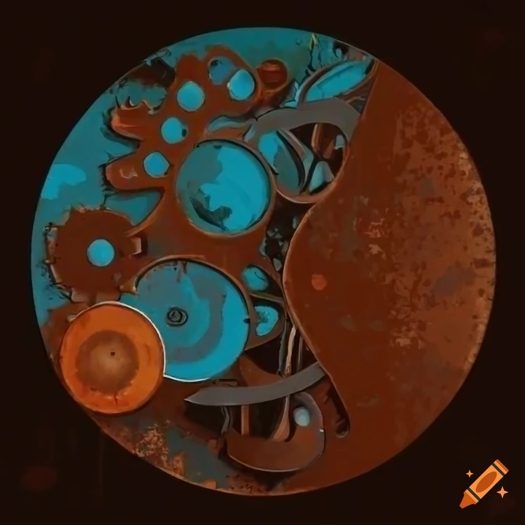 Abstract rusty mechanical shape painting on Craiyon