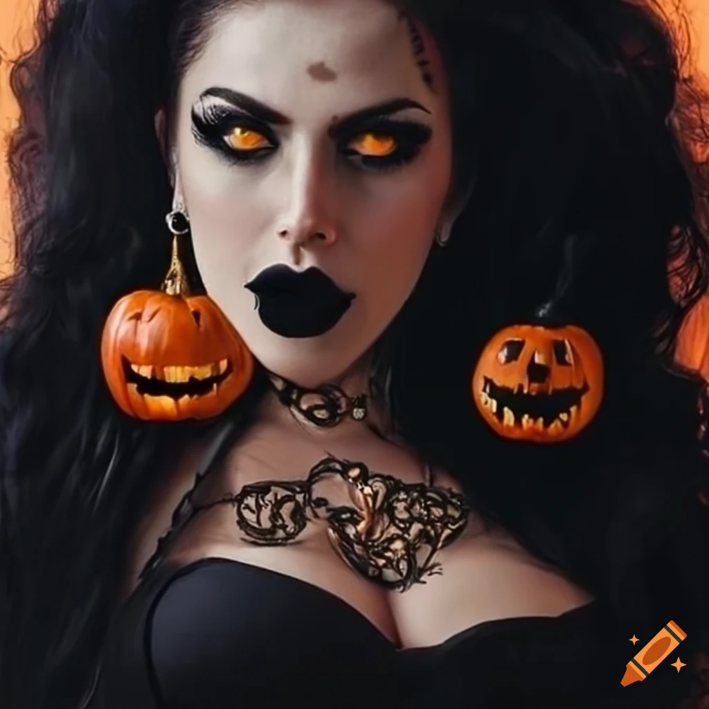 Sensual Goth Sorceress With A Jack O Lantern On Craiyon
