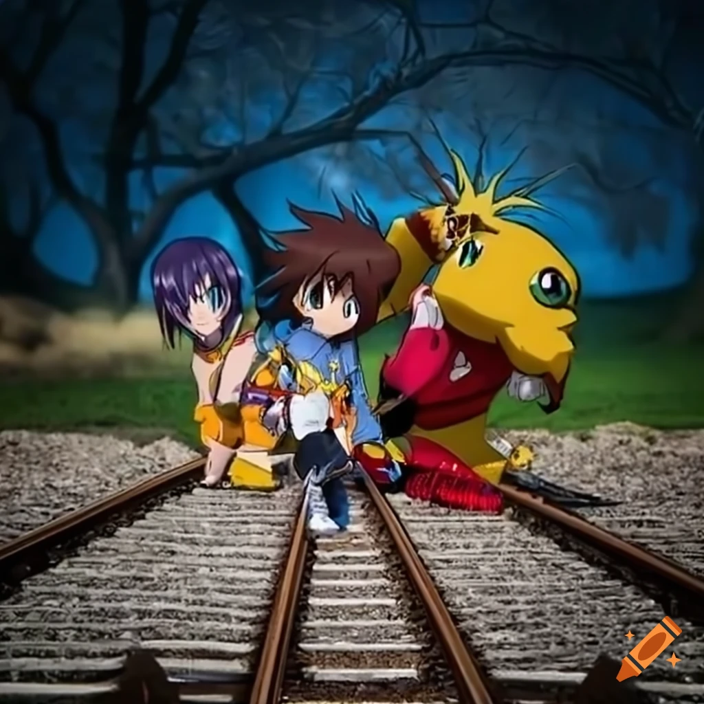 Digimon companions training together on Craiyon