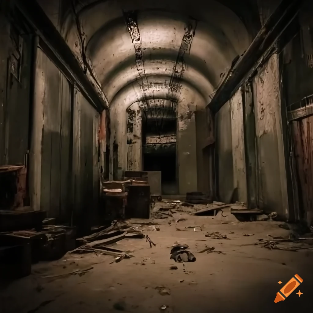 Image of an abandoned underground storage room on Craiyon