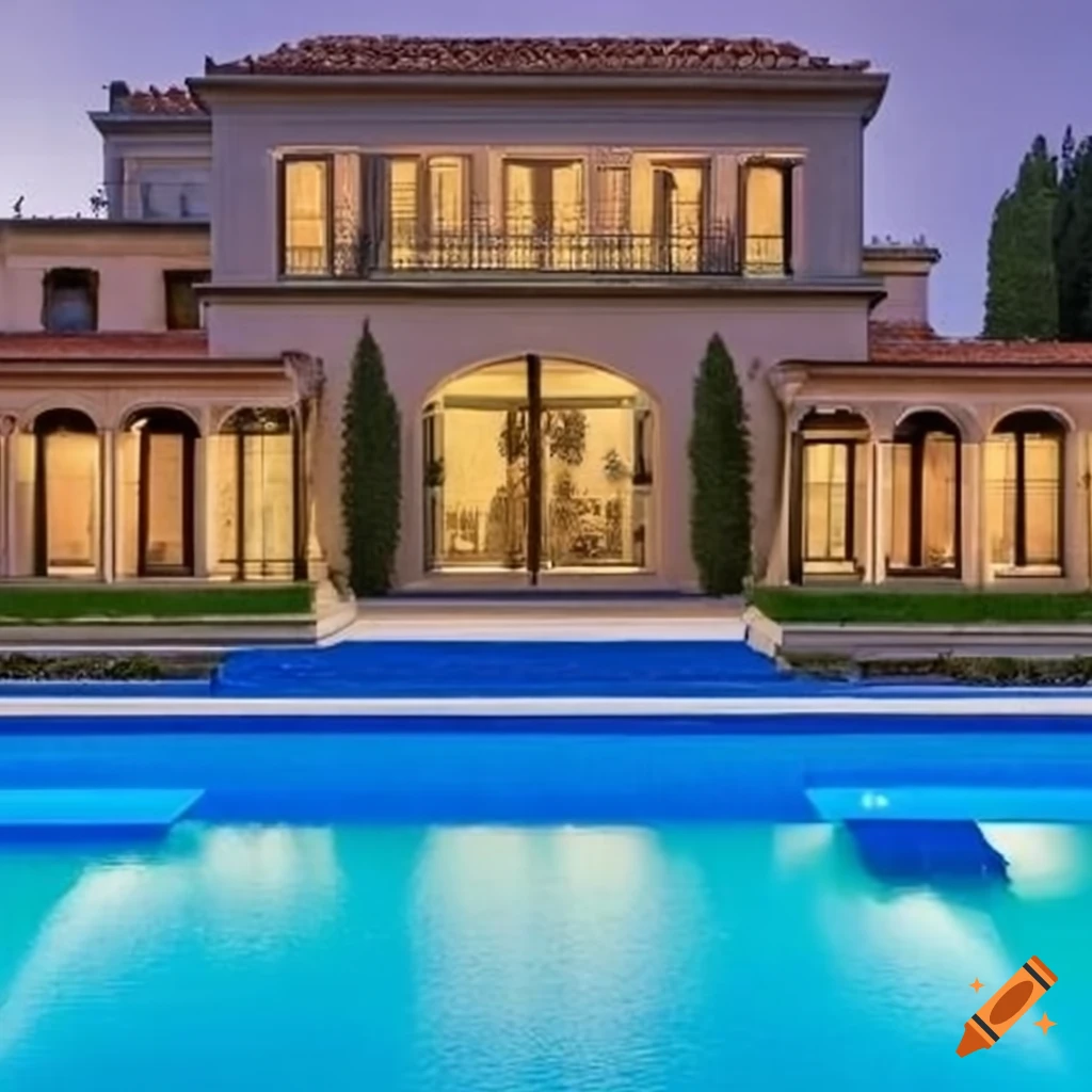 Greek-inspired mansion with modern swimming pool