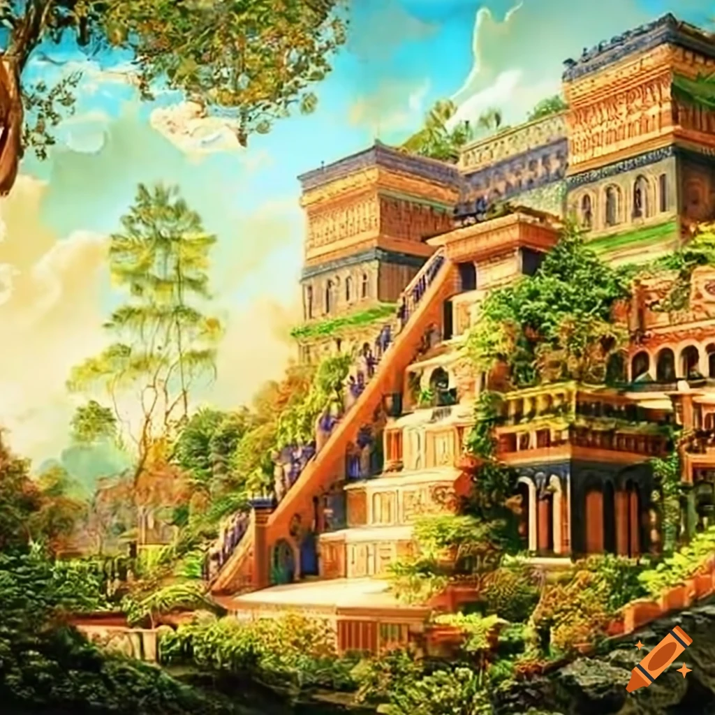 Image Of The Hanging Gardens Of Babylon On Craiyon