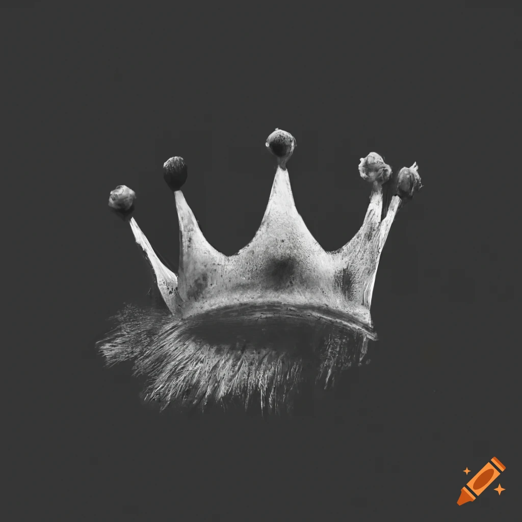 Black and white crown with textured brush strokes on Craiyon