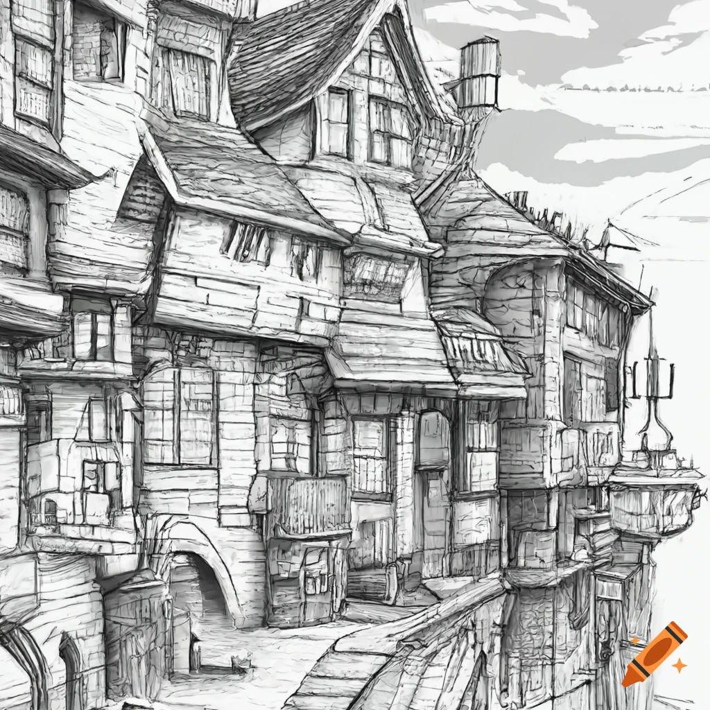 Ghibli-style fantasy city illustration on Craiyon