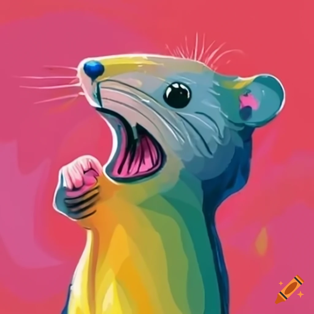 Toddler's crayon drawing of a shouting rat on Craiyon