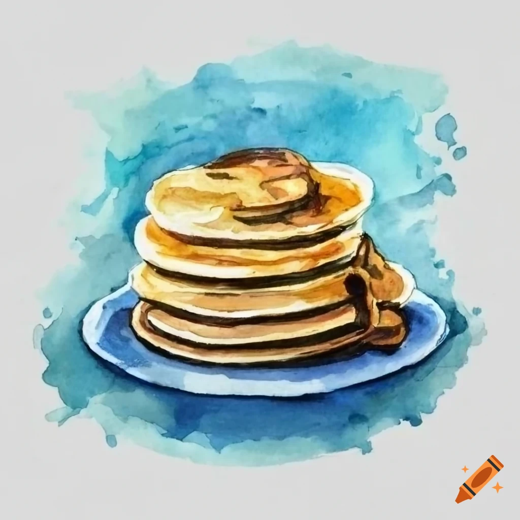 Watercolor illustration of pancakes