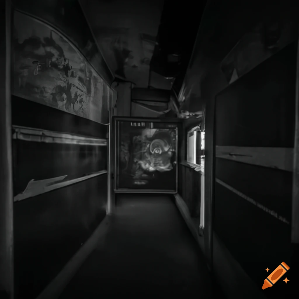 Spooky abandoned bus in a haunted setting on Craiyon