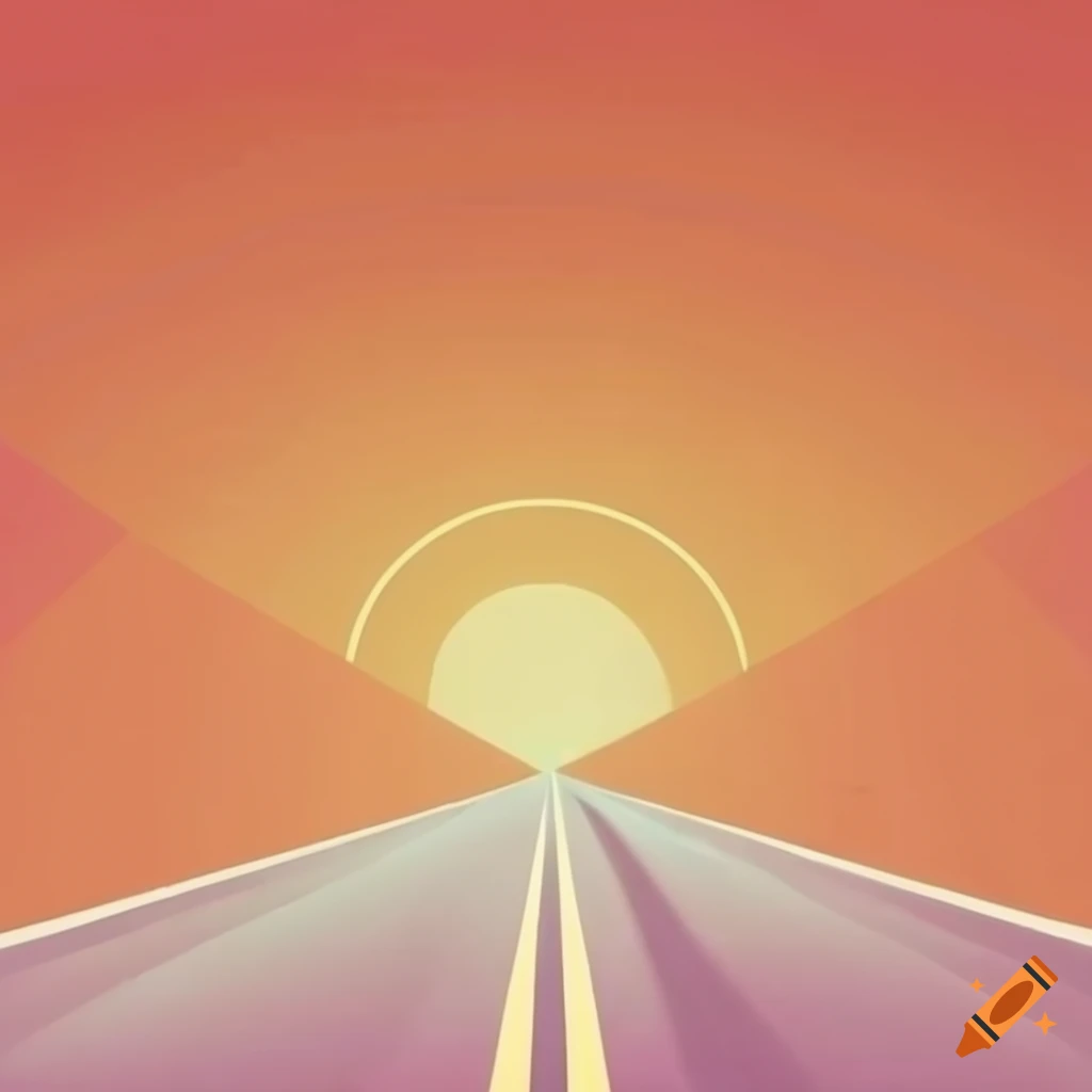 Minimalist sunrise on a road