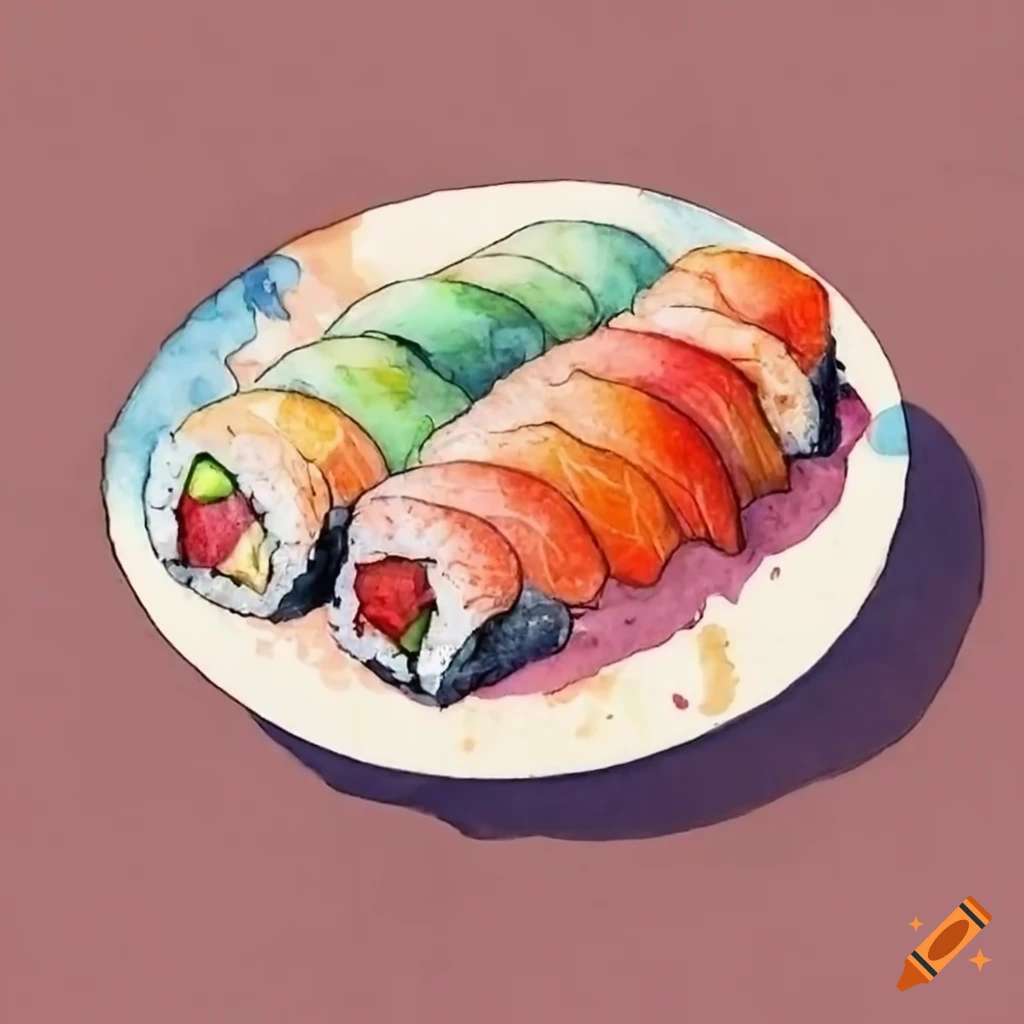 Japanese block print style sushi bar on Craiyon