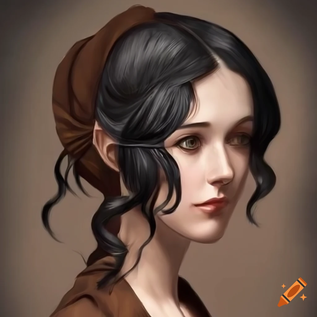 Portrait of a beautiful medieval woman named portia