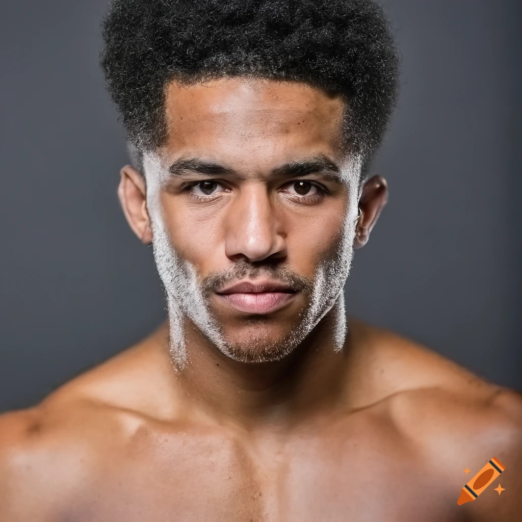 Close-up portrait of Robert Washington with UFC attire on Craiyon