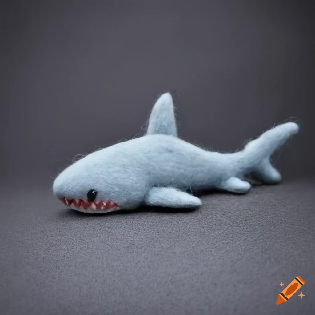 Cute and realistic felted wool shark doll on Craiyon