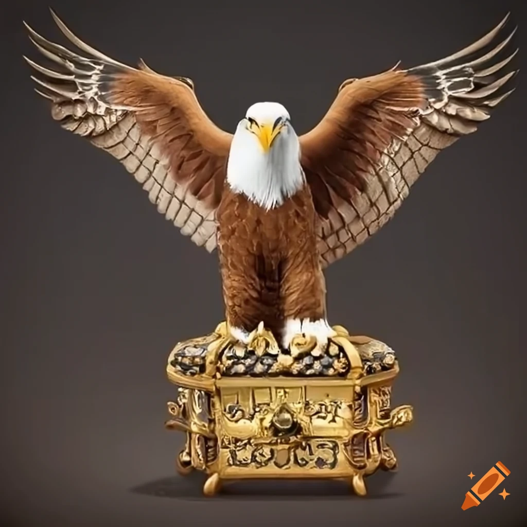 Eagle carrying a treasure box on Craiyon