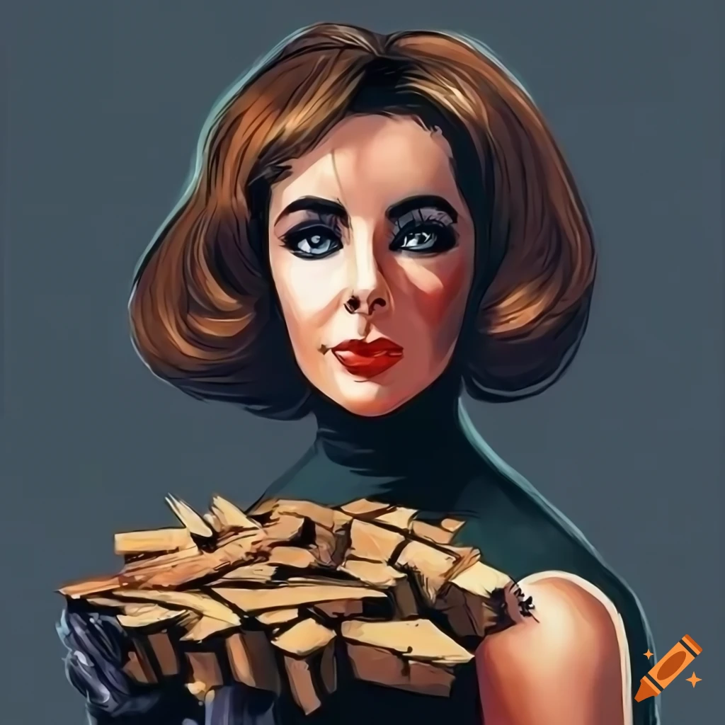Comic book art of a confident woman holding firewood on Craiyon