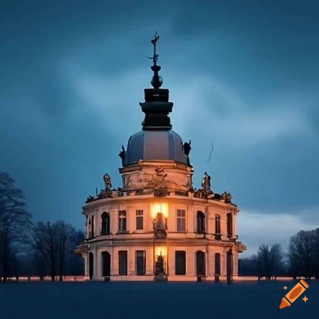 Neoclassical landscape house under a beautiful sky on Craiyon