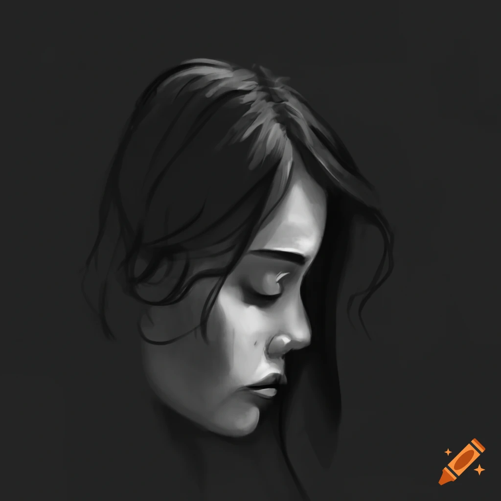 Minimalist and monochrome artwork depicting sadness on Craiyon