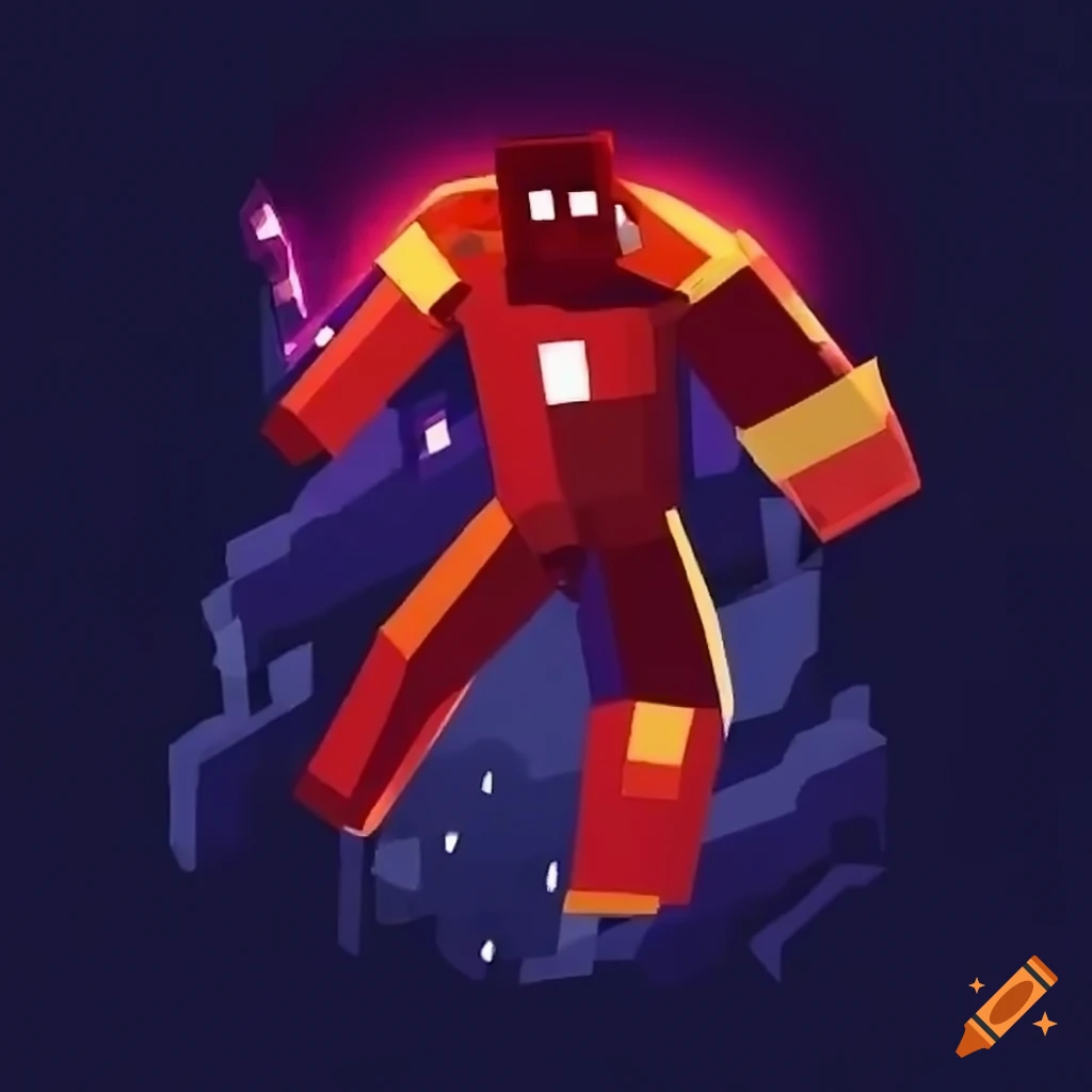 Marvel characters in minecraft on Craiyon